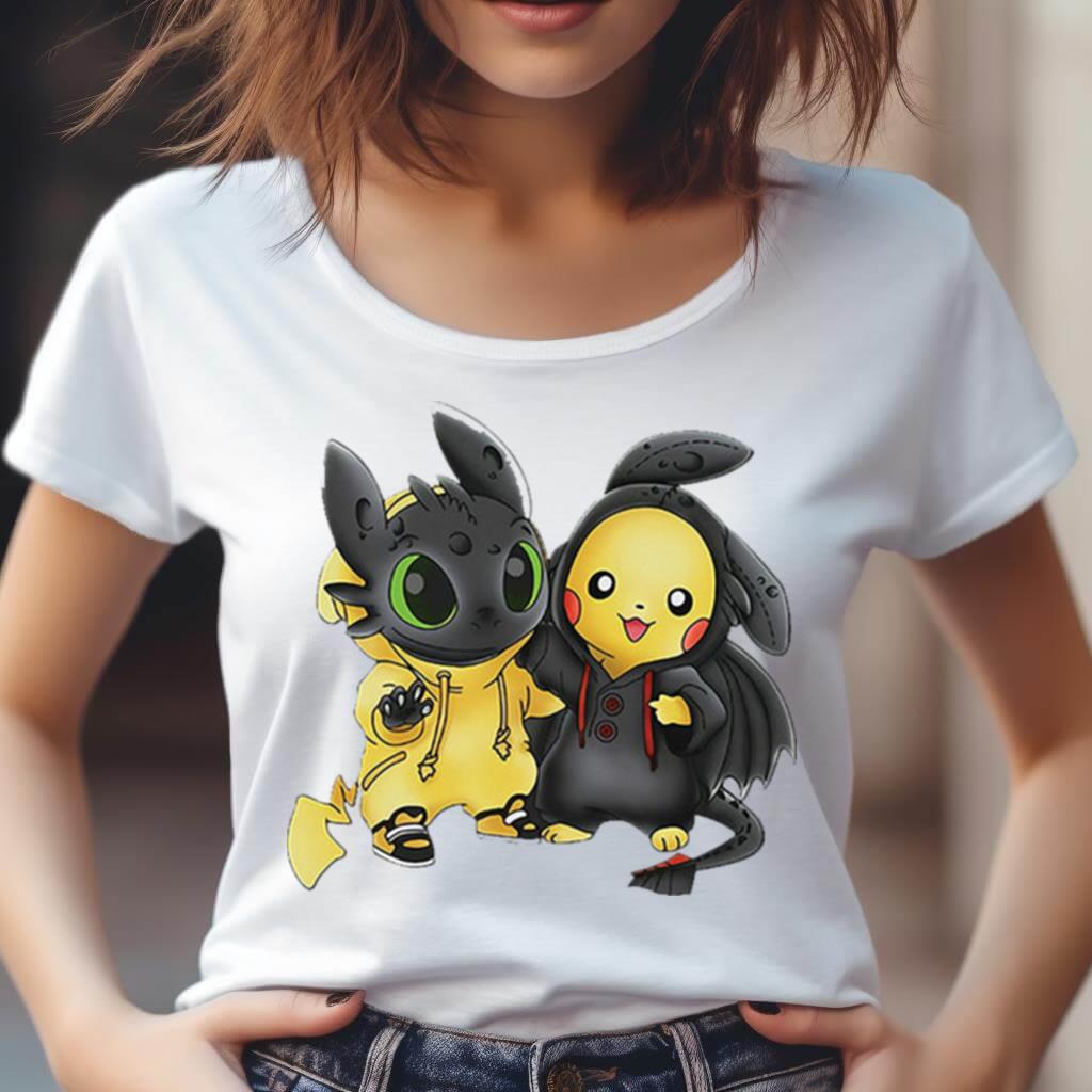 Baby Toothless And Pikachu Shirt - Hersmiles